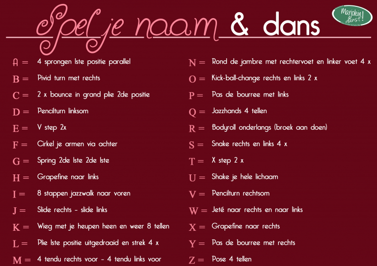 Spel je naam & dans - marjolein danst